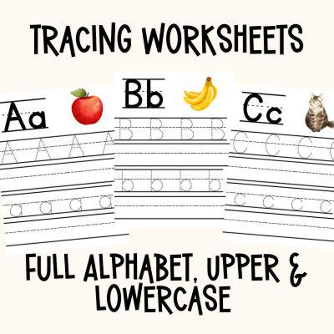 Alphabet Tracing Worksheets Simple ABC Handwriting Practice for ...