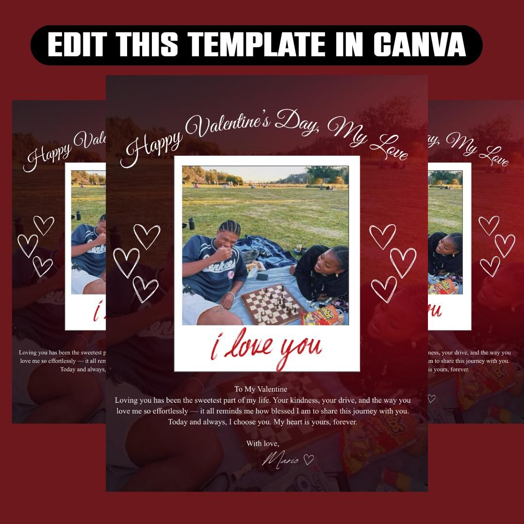 Valentine’s Day Flyer Template for Him | Editable Canva Love Letter ...