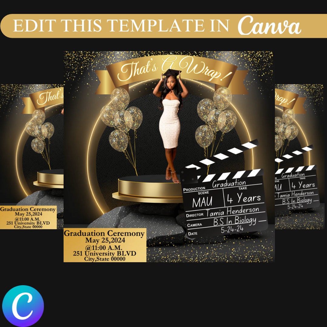 That’s A Wrap Graduation Invitation: Canva Template - Etsy