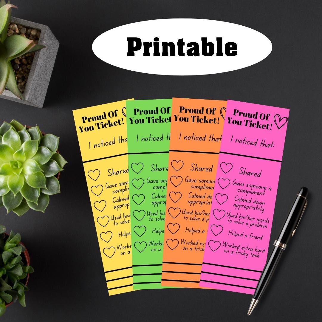 Printable Proud of You Tickets for Teachers, Teacher Templates, PDF ...