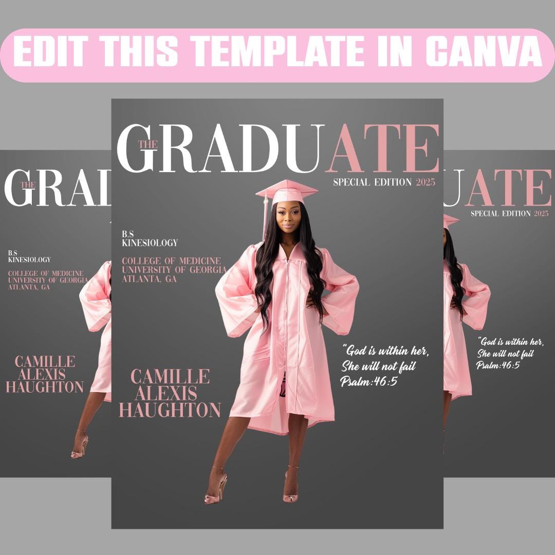 Graduate Magazine Cover Template: Editable Canva Design - Etsy