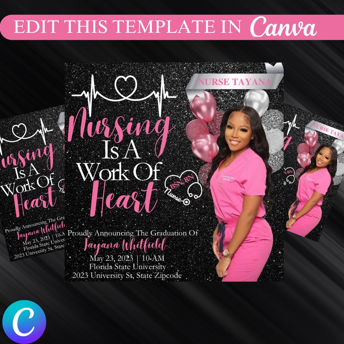 Nursing Graduation Flyer: Editable Invitation Template (digital ...