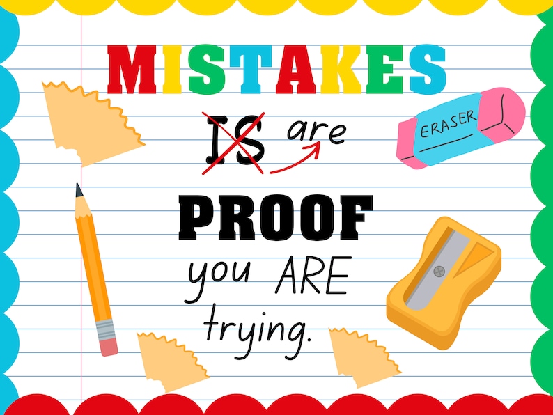 Mistakes Are Proof You Are Trying Bulletin Board - Teacher Classroom ...