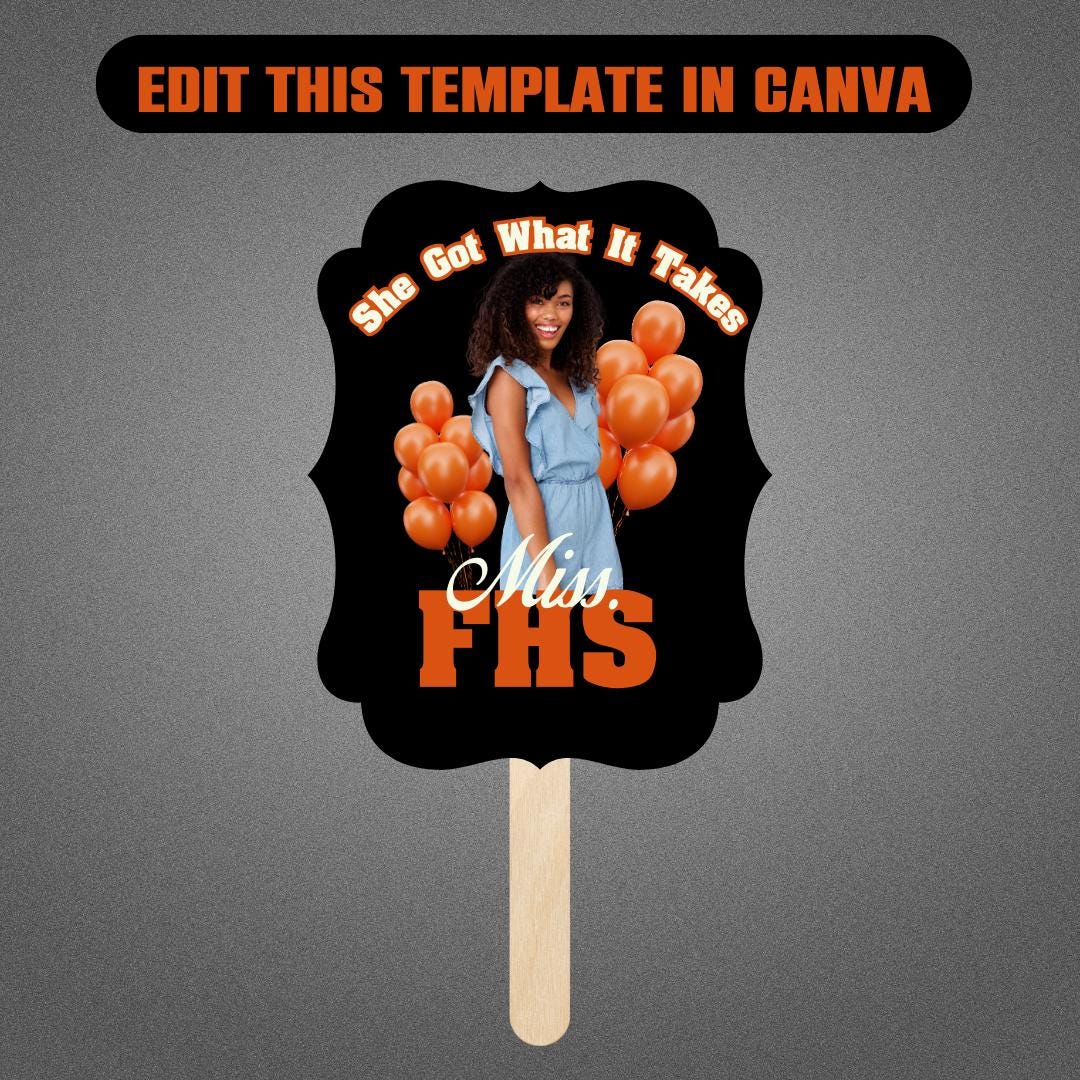 DIY Homecoming Fans, Editable Canva Frame for Grad Fans Drag & Drop ...