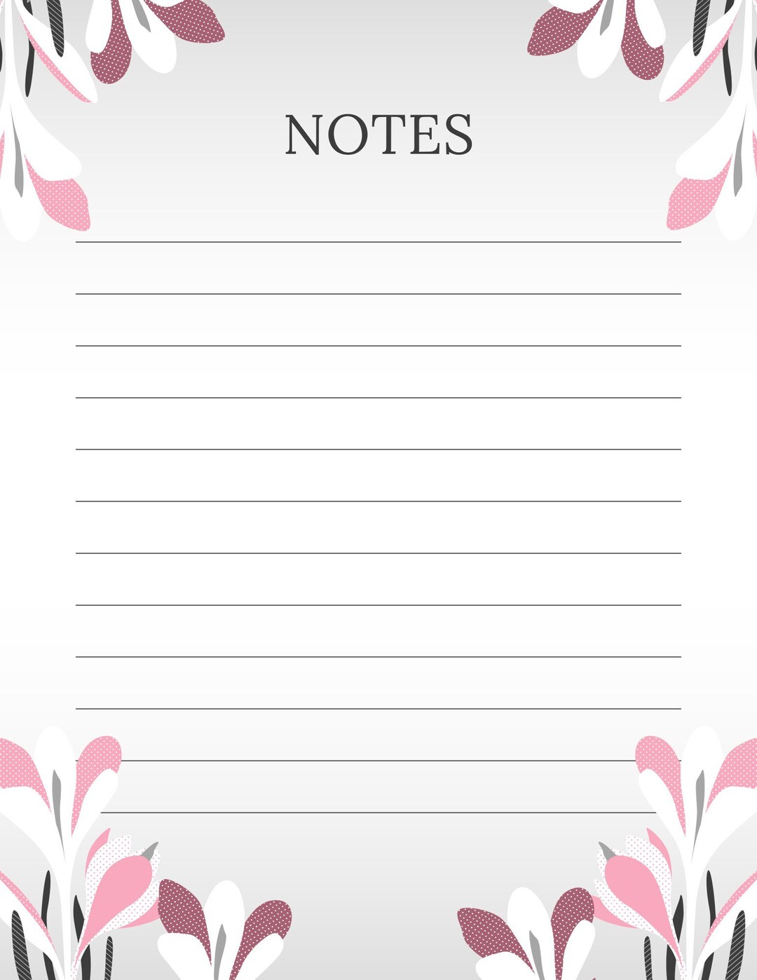 Printable Notebook, Downloadable Notebook, Floral Notebook, Notebook ...