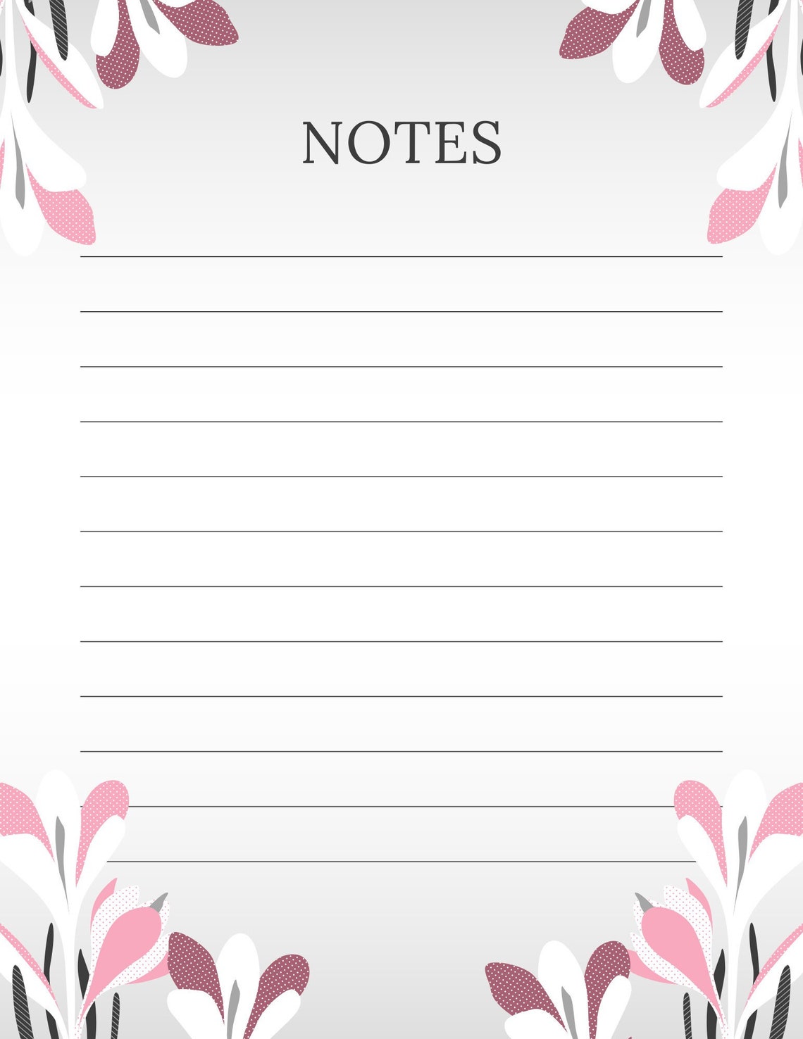 Printable Notebook, Downloadable Notebook, Floral Notebook, Notebook ...