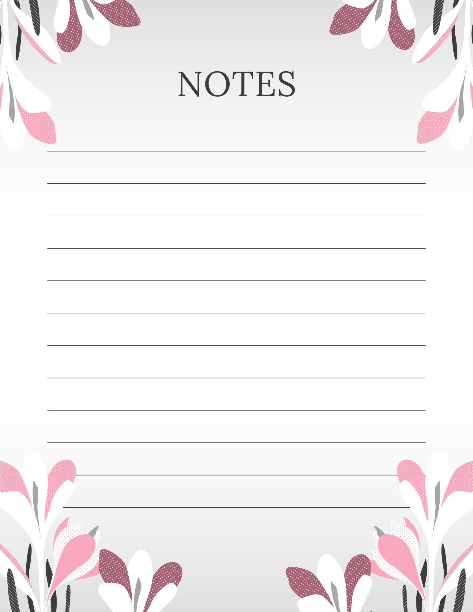 Printable Notebook, Downloadable Notebook, Floral Notebook, Notebook ...