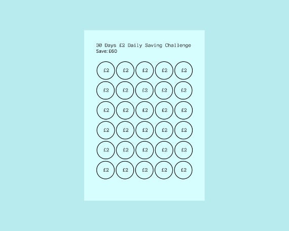 30 Day 2 Pounds Saving Challenge Digital Download - Etsy