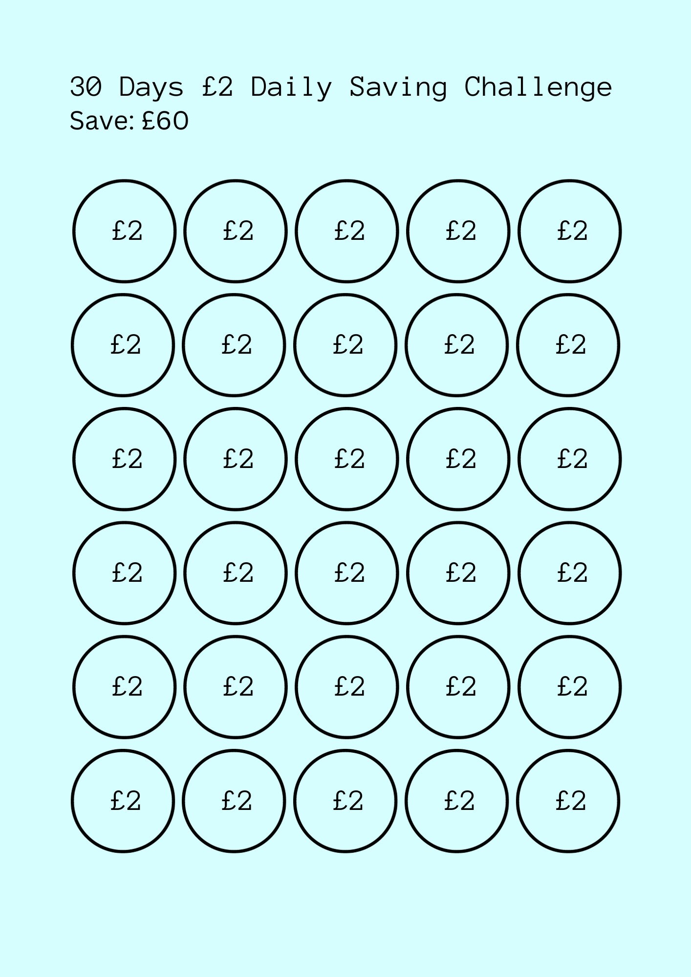 30 Day 2 Pounds Saving Challenge Digital Download - Etsy