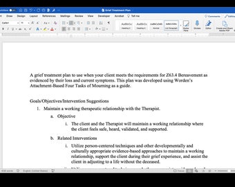 Grief and Loss Therapy Goals Cheat Sheet Copy and Paste Goals ...