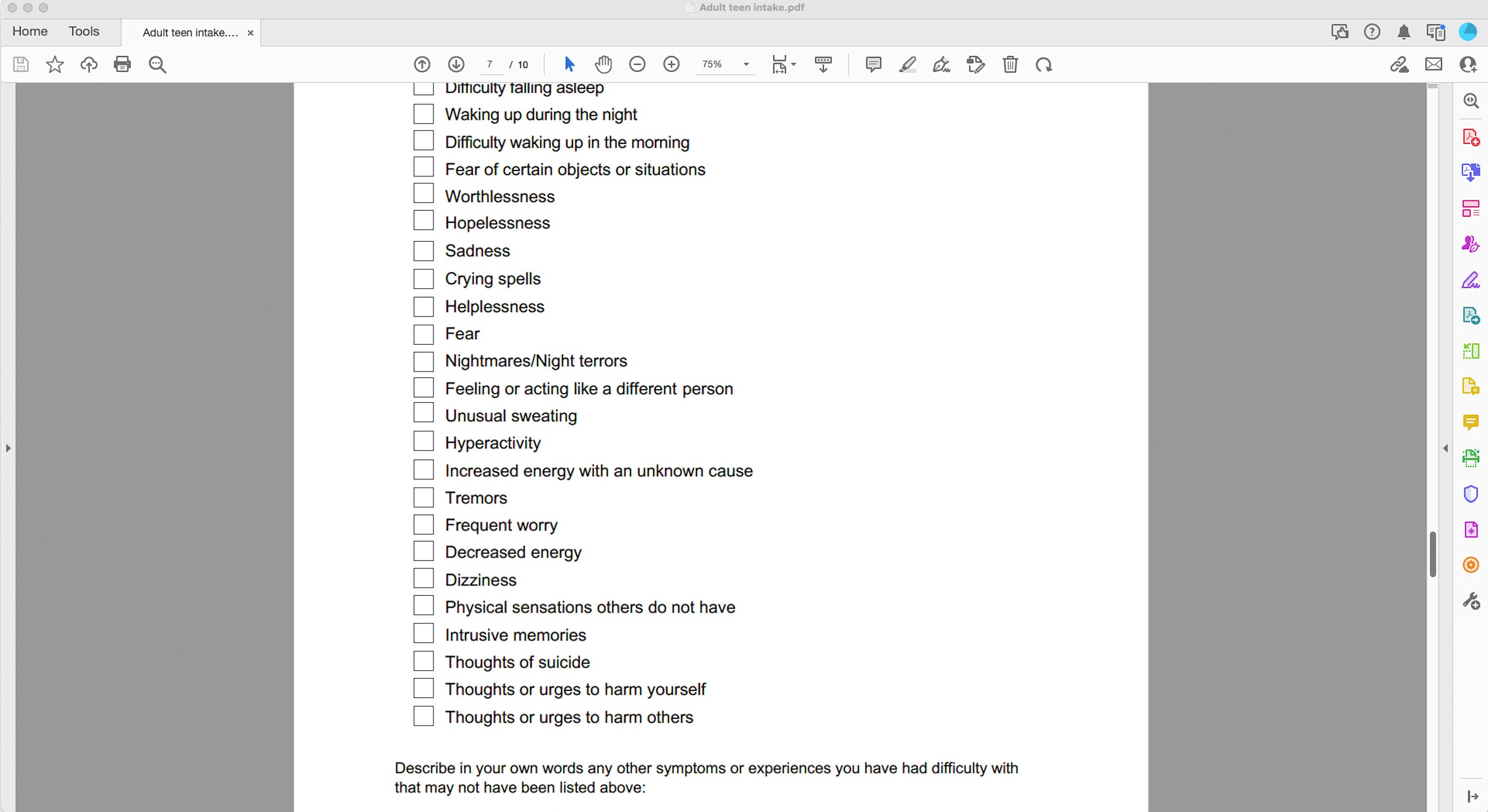 Adult and Teen Counseling Intake Form - Fillable Pdf. - Etsy