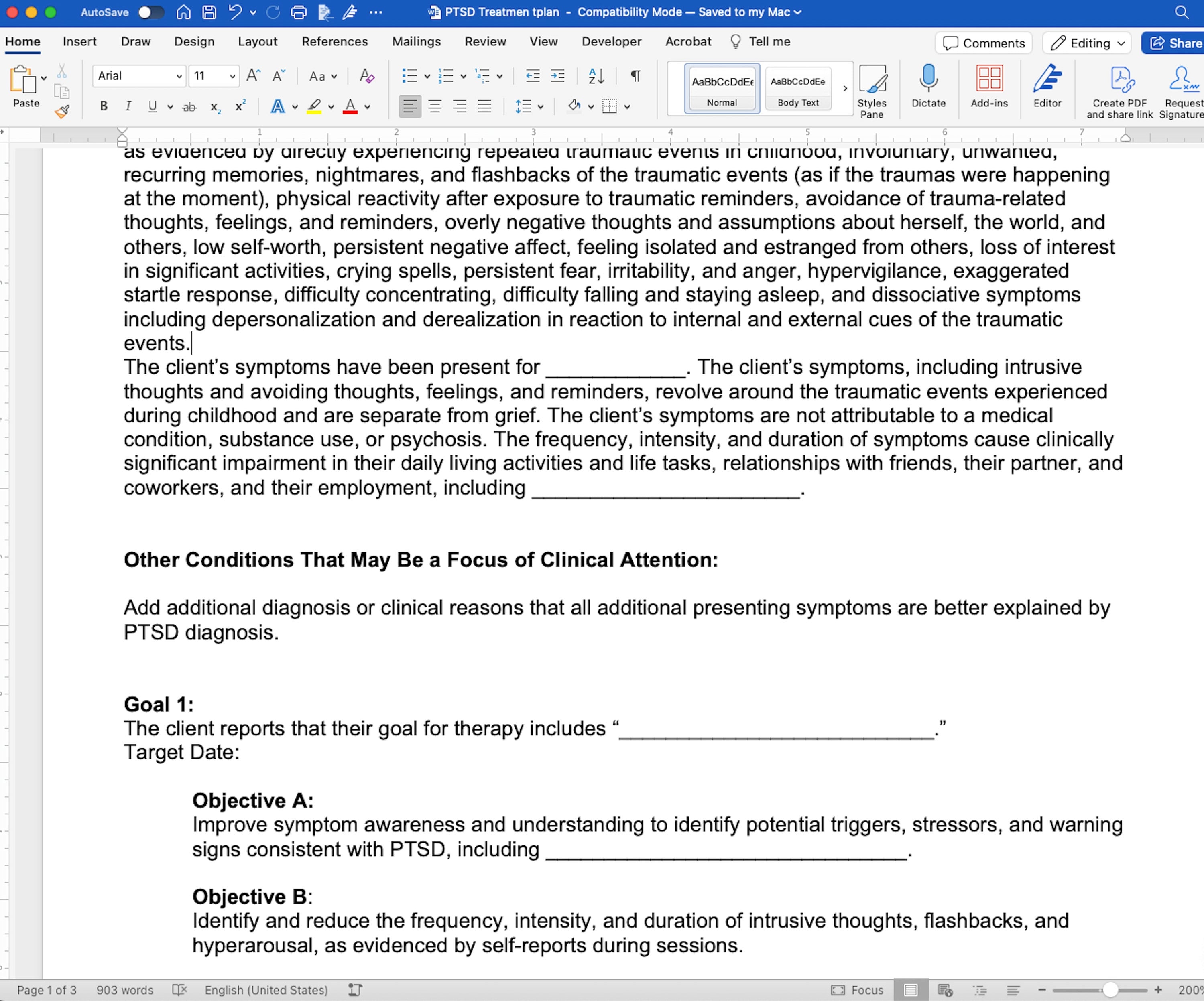 PTSD Treatment Plan Pdf - Etsy