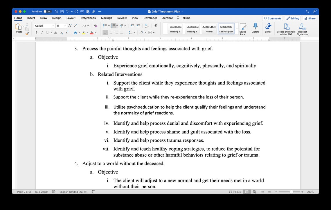 Treatment Plan for Grief Therapy - Etsy