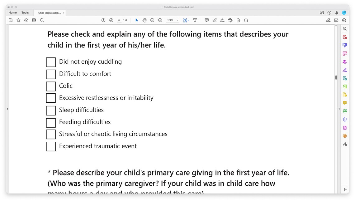 Comprehensive Child/teen Intake Form - Pdf. - Etsy