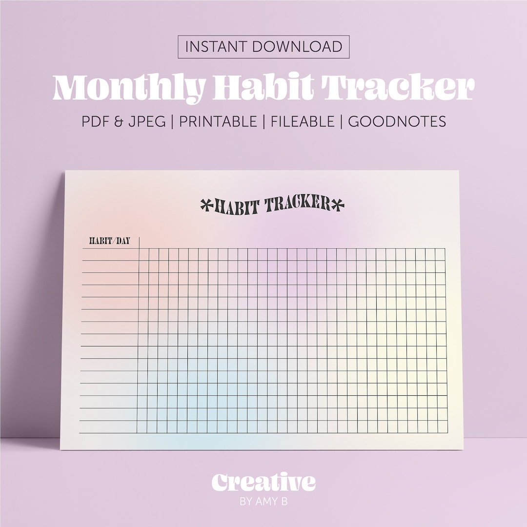 Monthly Habit Tracker Printable Landscape | Aesthetic Habit Tracker ...
