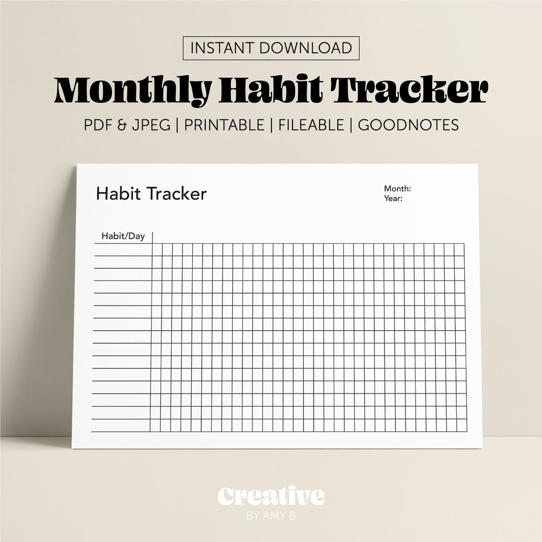 Simple Habit Tracker Printable A4 | 30 Day Habit Tracker | Healthy ...