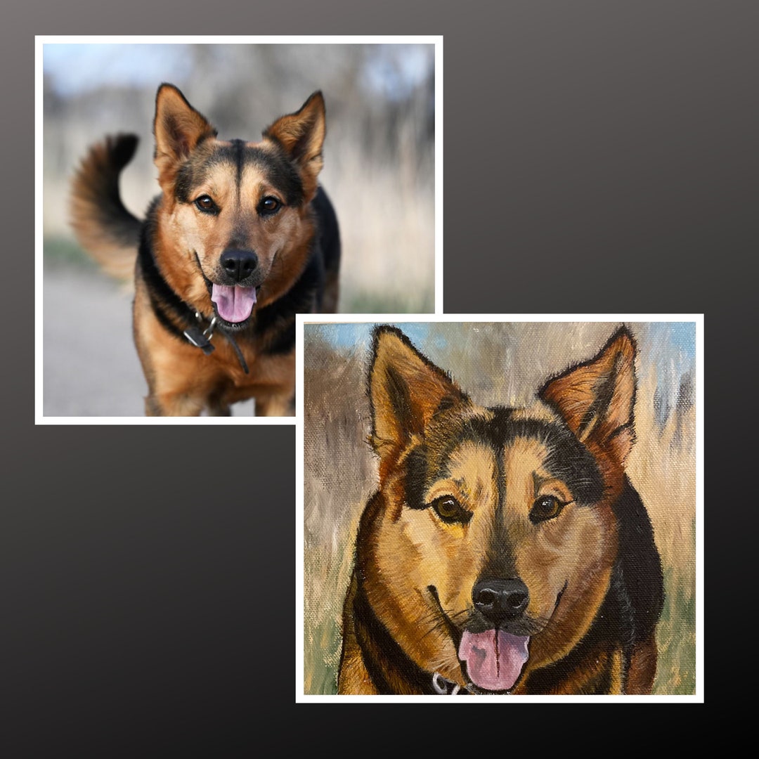 Dog Portrait From Photo With Detailed Background, Hand Painted Pet ...