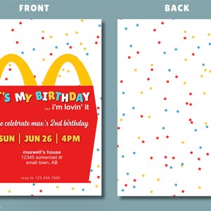 Mcdonald's Birthday Invitation Template (DIGITAL) - Etsy