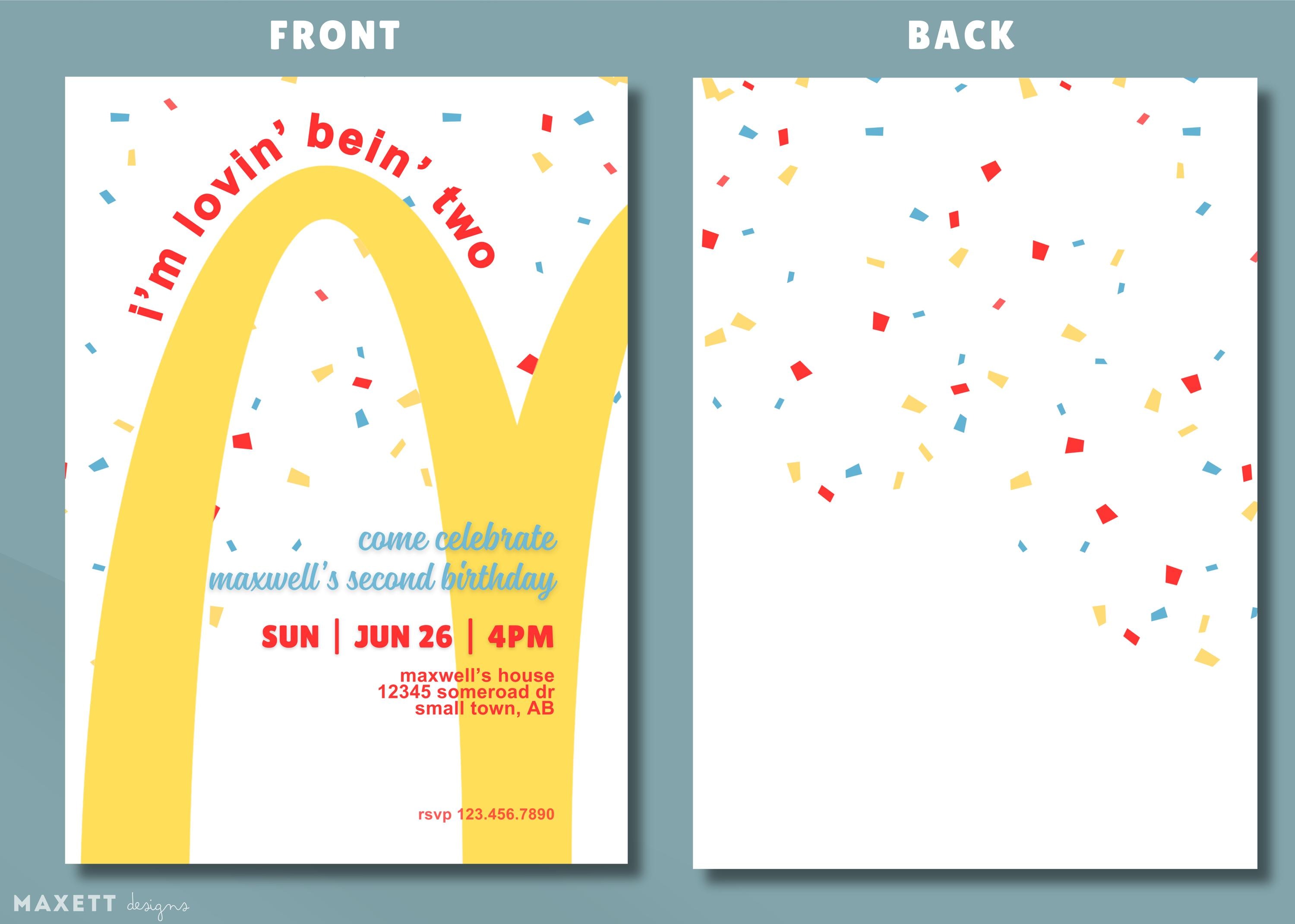 Mcdonalds Birthday Invitation TEMPLATE (digital) - Etsy