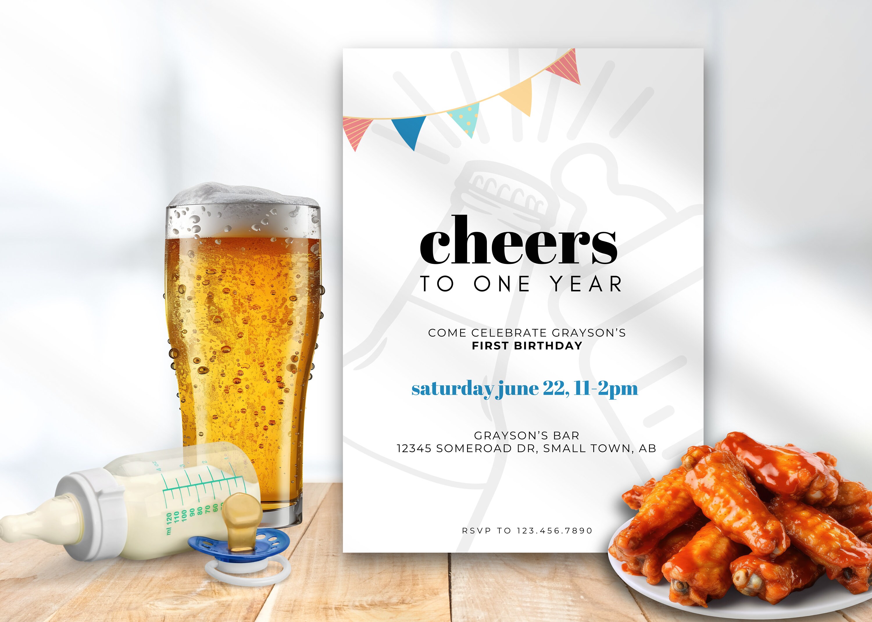 Cheers to One Year Invitation TEMPLATE - Etsy
