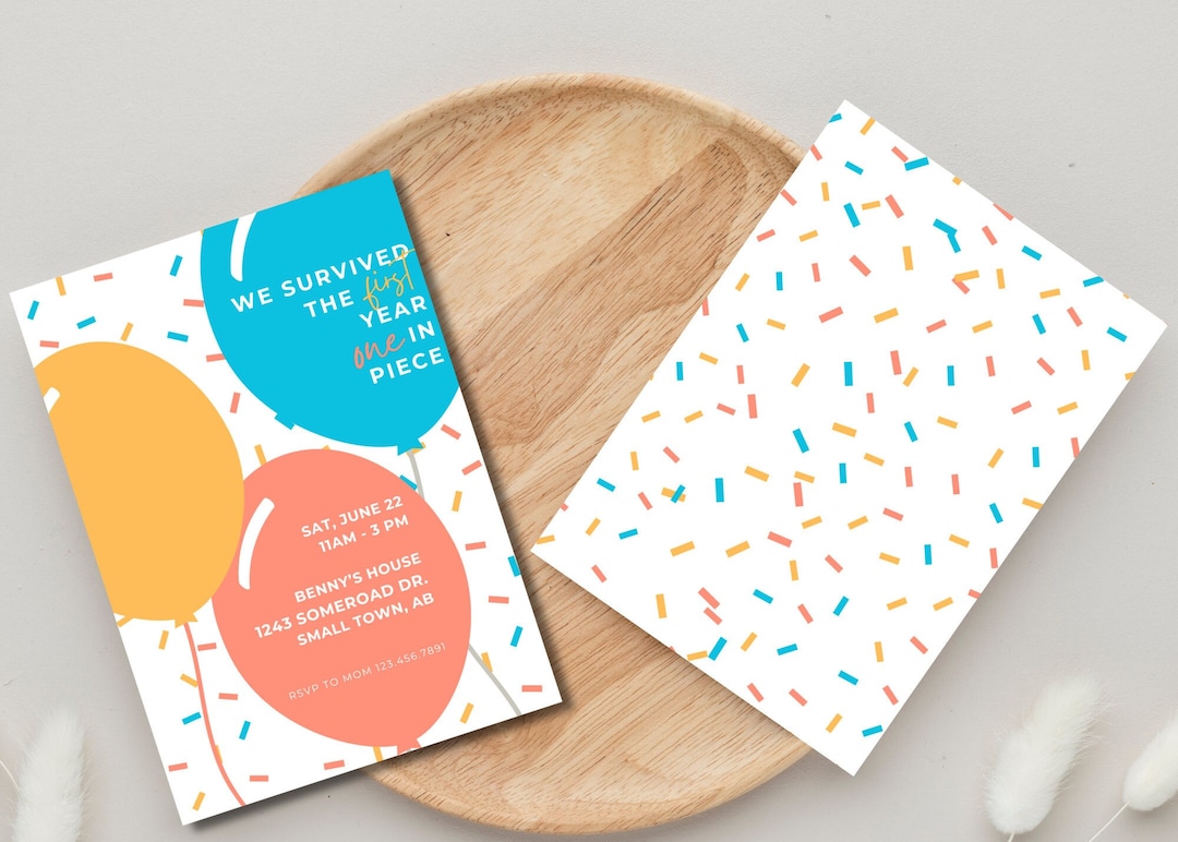We Survived the First Year in One Piece First Birthday Invitation ...