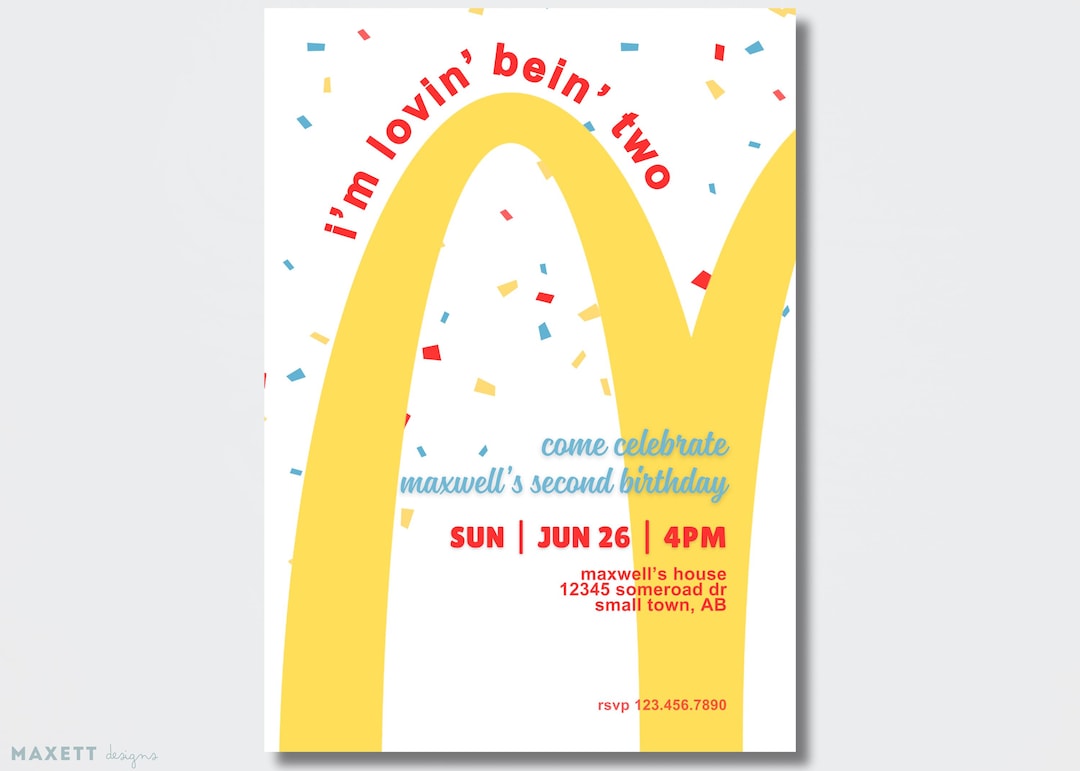 Mcdonalds Birthday Invitation TEMPLATE (digital) - Etsy