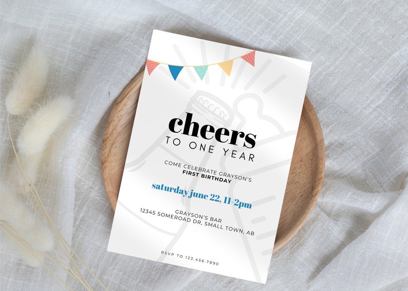 Cheers to One Year Invitation TEMPLATE - Etsy