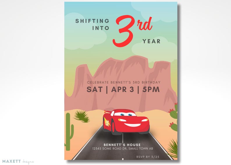 Cars Birthday Invitation TEMPLATE - Etsy
