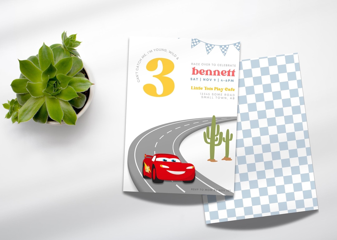 Cars 3rd Birthday Invitation TEMPLATE - Etsy