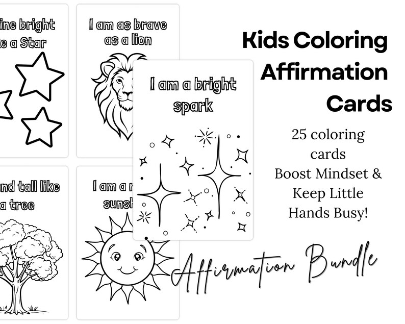Printable Coloring Cards for Kids – Positive Affirmation Pack for ...