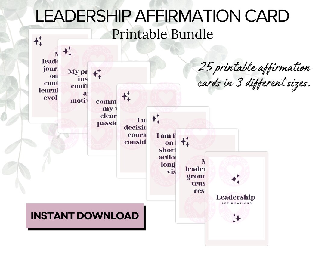 Printable Leadership Affirmation Cards - Etsy
