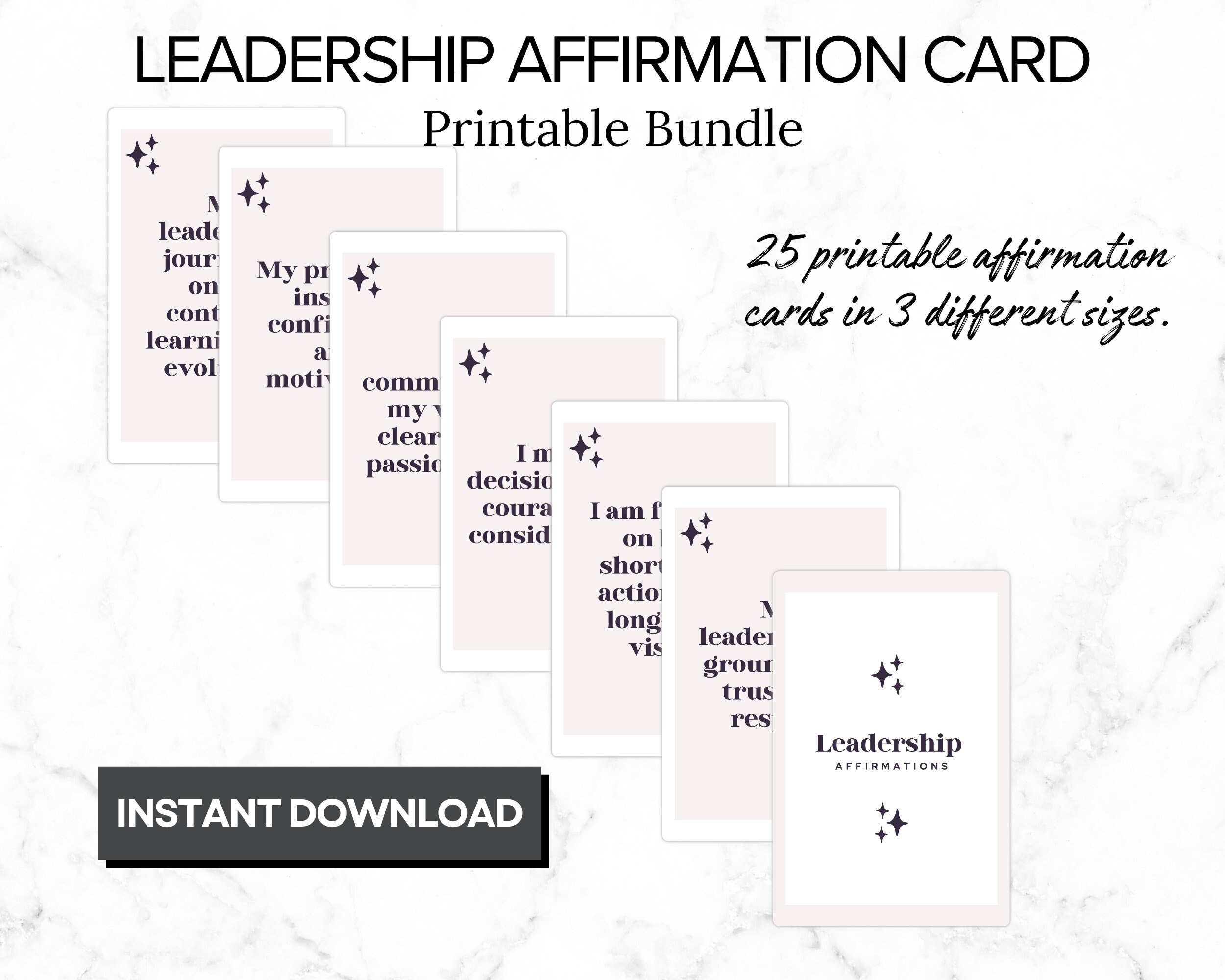 Printable Leadership Affirmation Cards | Boss Gift (digital Download ...