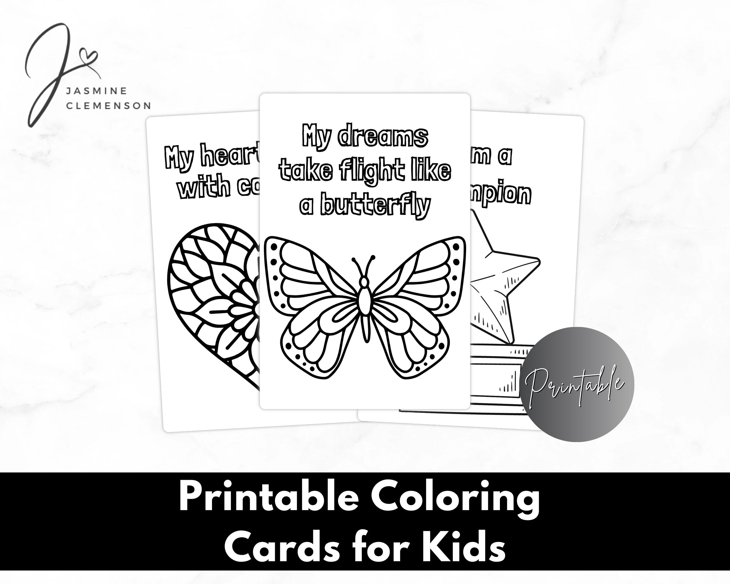 Printable Coloring Cards for Kids – Positive Affirmation Pack for ...