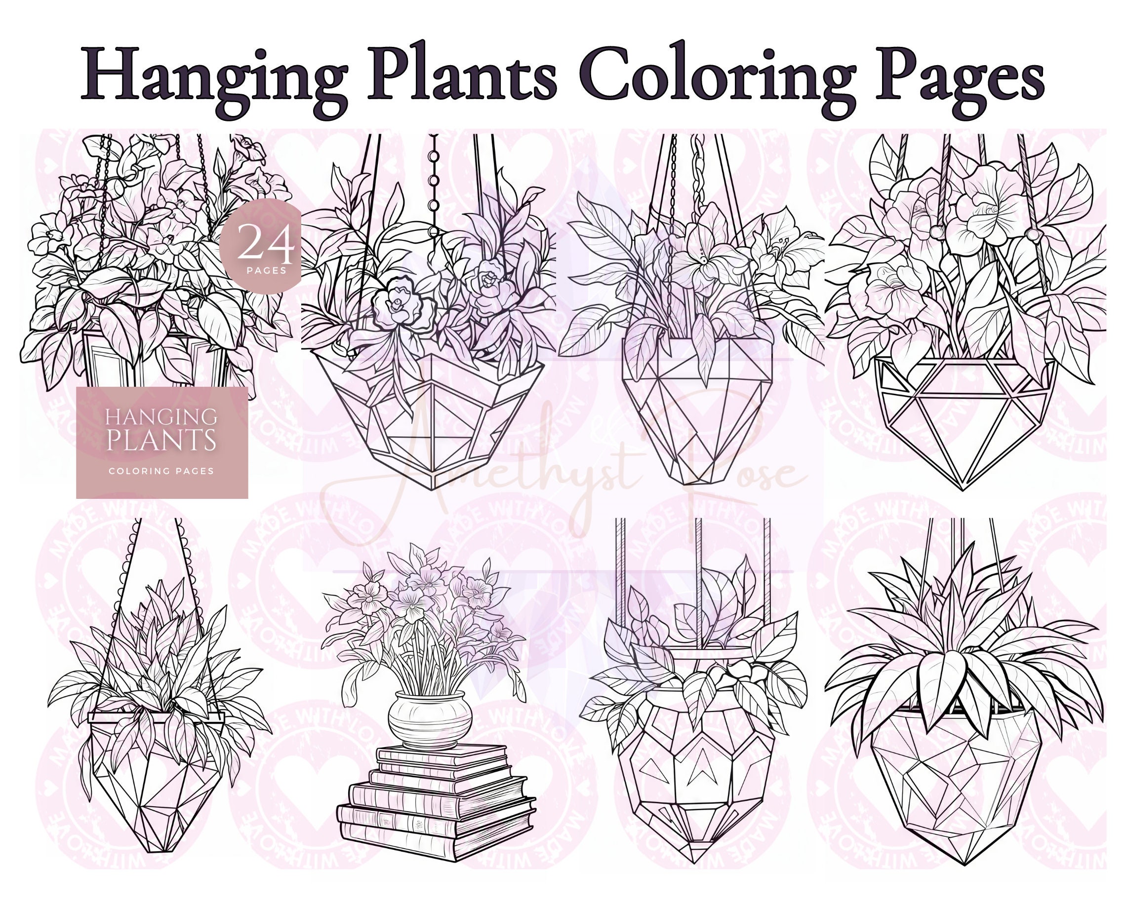 Hanging Plant Digital/printable Coloring Book - Etsy