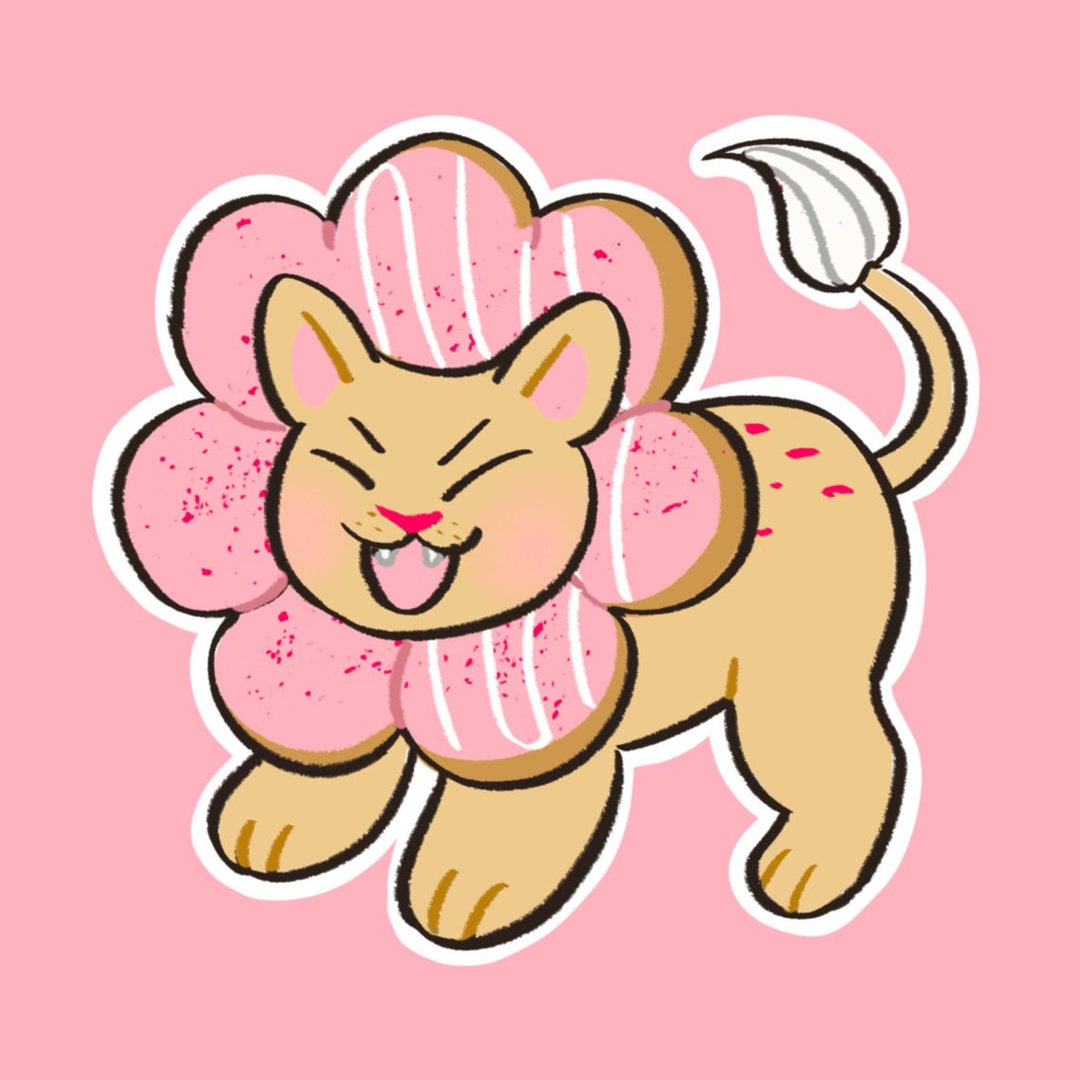 Cute Strawberry Mochi Donut Lion Waterproof Vinyl Sticker - Etsy