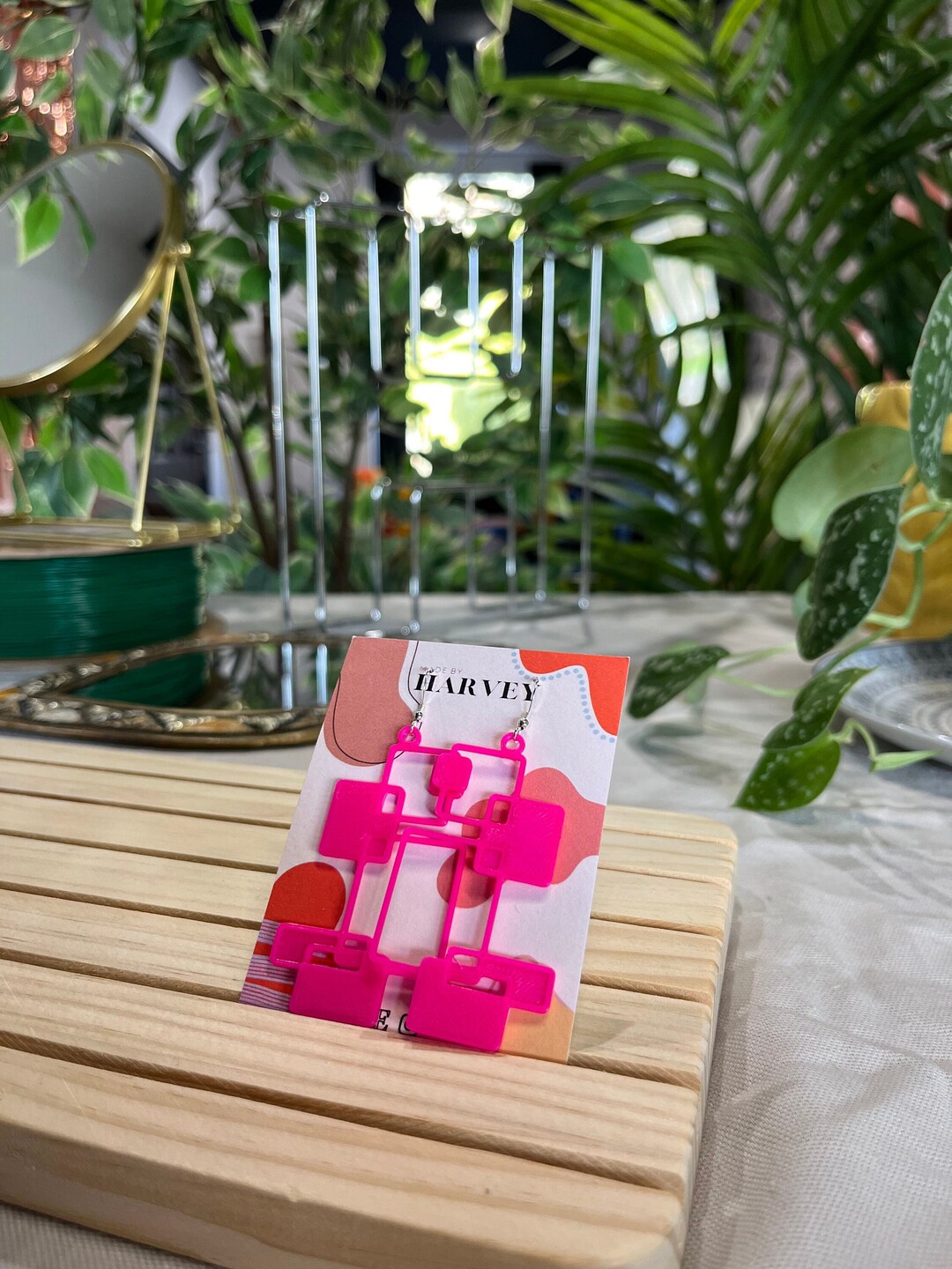 Funky Square 80s Inspired 3D Printed Dangle Earrings Handmade Jewellery ...