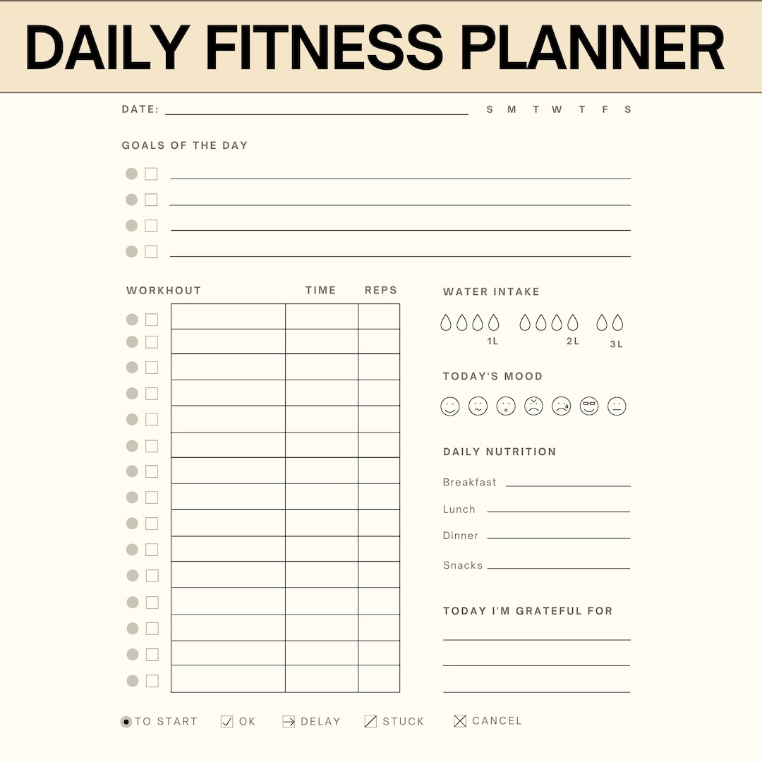 Daily Fitness Planner Daily Fitness Tracker Weight Loss Planner ...