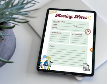 Editable Printable Meeting Notes I Minutes of Meeting Meeting Agenda I ...