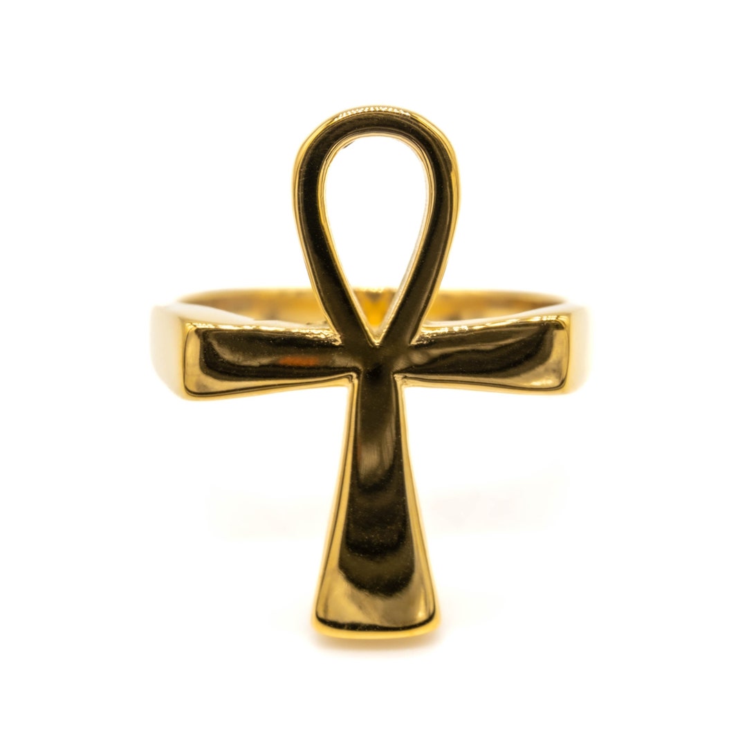Gold Ankh Ring Men's Gold Rings Women's Gold Rings Gold Cross Ring Mens ...