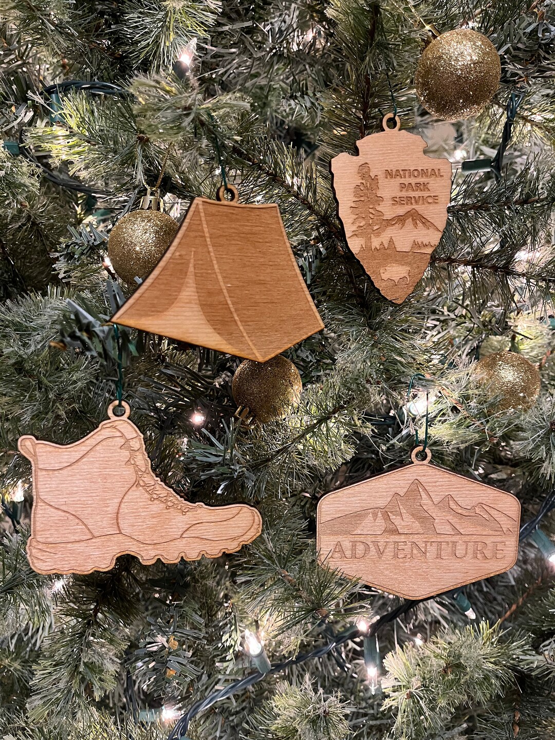 US National Park Christmas Ornament Set, Handcrafted & Wooden: Hiking ...