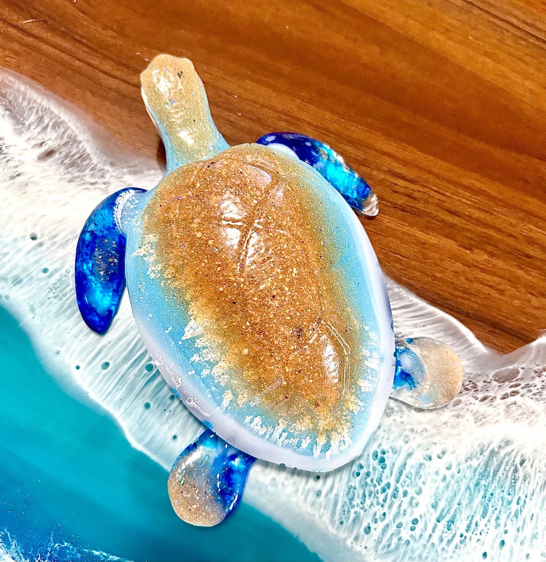 Ocean Waves Turtle Epoxy Resin Turtle, Sea Turtle, Ocean Themed Gift ...