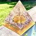 Yellow Rose Resin Pyramid With Amethyst Base, Crystal Pyramid, Raw ...