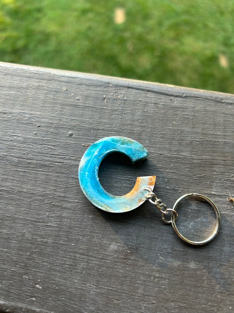Ocean Themed Keychain Letter C, Beach Keychain, Ocean Keychain, Resin ...