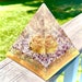 Yellow Rose Resin Pyramid With Amethyst Base, Crystal Pyramid, Raw ...