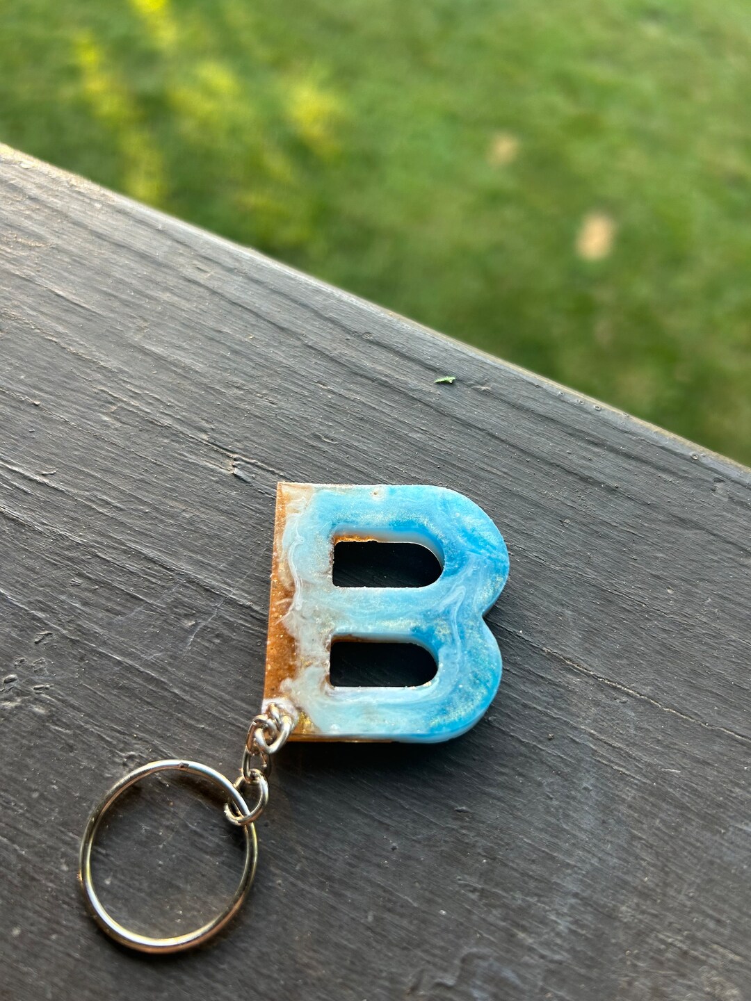 Ocean Themed Keychain Letter B, Beach Keychain, Ocean Keychain, Resin ...