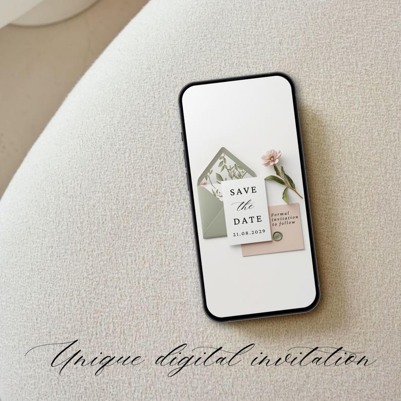 Animated Save the Date Invitation Canva Template | Digital Sage Green ...