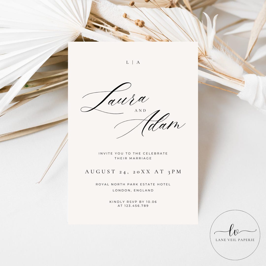 Luxury Wedding Invitation, Romantic Invitation Template, Modern ...