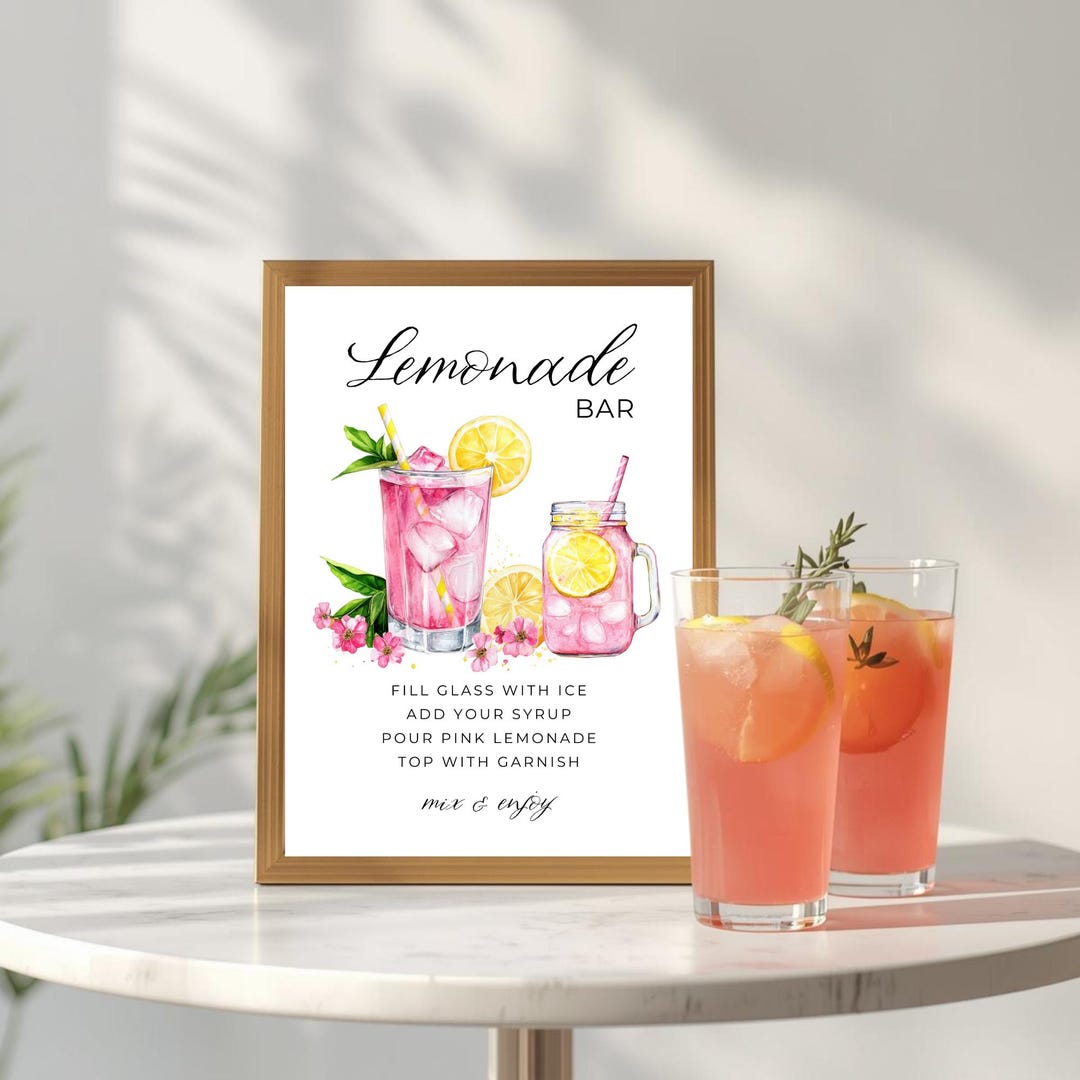 Pink Lemonade Bar Sign Template | Instant Download | Edit in Canva - Etsy