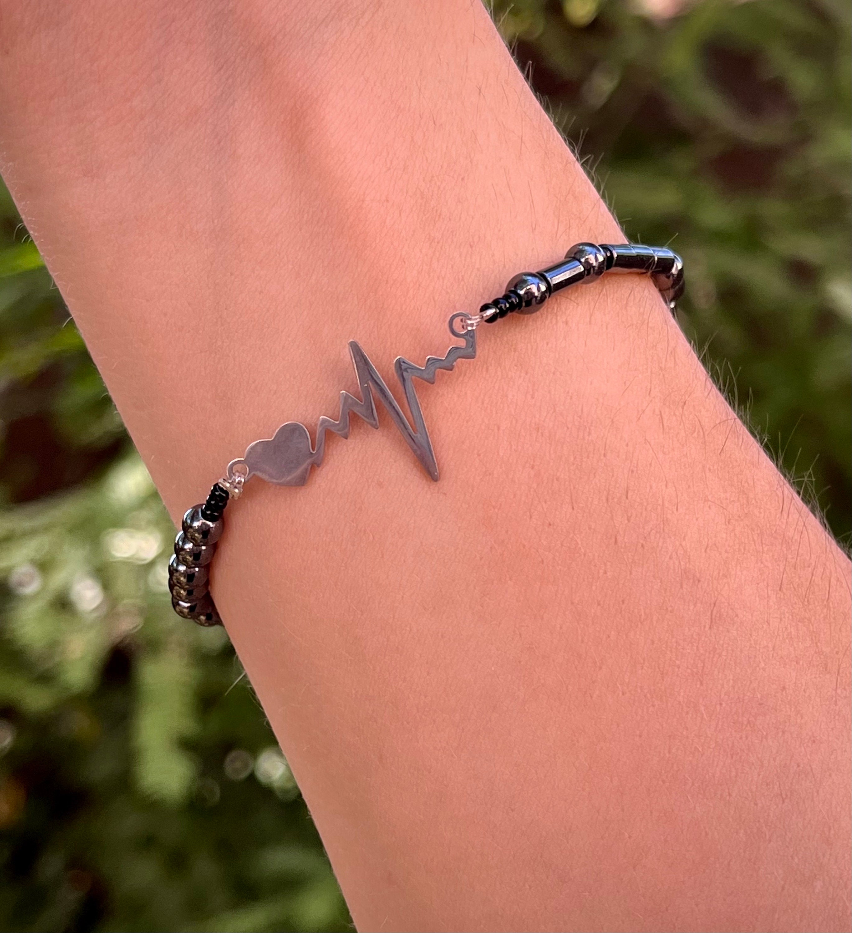 Hematite Morse Code Bracelet Heart Warrior Morse Code Bracelet ...