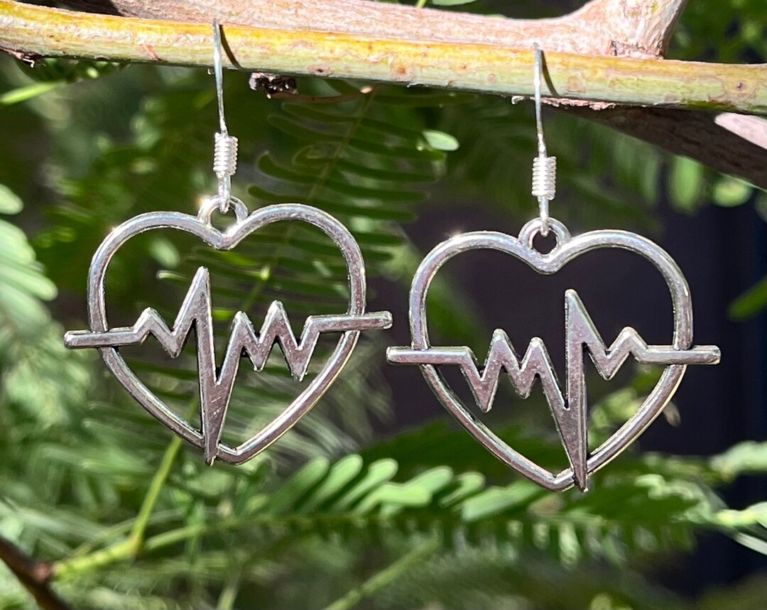 Heartbeat Earrings EKG Earrings Heart Earrings Chd - Etsy